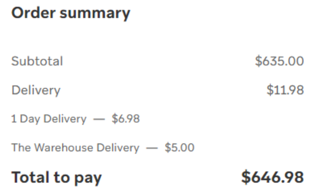 Delivery timeframe and cost